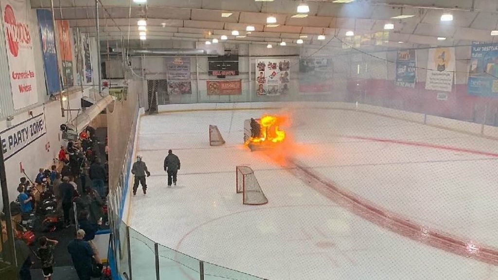 Ice resurfacer catches fire at ice rink in New York (Watch) - The ...